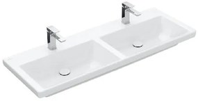 Villeroy & Boch Subway 3.0 - Dvojumyvadlo nábytkové 1300x470 mm, bez přepadu, otvory pro baterie, CeramicPlus, Stone White 4A71D1RW