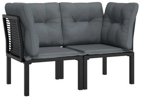 vidaXL Zahradní rohové židle s poduškami 2 ks černé a šedé polyratan