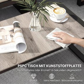 4dílná sada zahradního nábytku, sedací souprava se 2 dvojsedáky, křeslo bez područek, konferenční stolek, na balkon, barva khaki