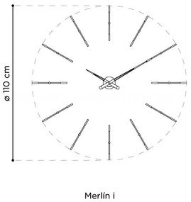 Designové nástěnné hodiny Nomon Merlin 12i black 110cm