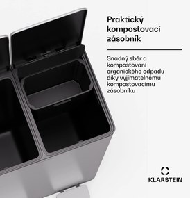 Klarstein EcoVista, odpadkový koš s kompostérem, 60 l + 3 l/koš + kompostér, Soft-Close