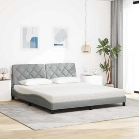 Postel s matrací světle šedá 180 x 200 cm textil 3310755