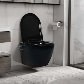 vidaXL Závěsné WC bez oplachového kruhu s funkcí bidetu keramické [145782] Barva: Černá