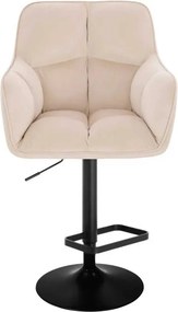 LuxuryForm DESIGN Barová židle AMALFI VELUR na černé kulaté podstavě – krémová