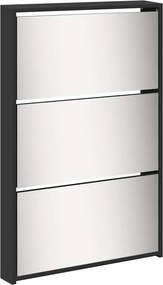 Botník se zrcadlem 5patrový černý 63 x 17 x 169,5 cm 3228280
