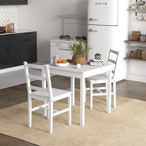 HOMCOM jídelní set 3 jídelních stolů se 2 židlemi kuchyňský set pro 2 osoby jídelní set stolová skupina borovice bílá