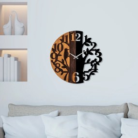 Wallexpert Dekorativní nástěnné dřevěné hodiny Wooden Clock - 71, Ořech, Černá