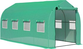 Outsunny Zahradní skleník 4x2x2 m Tunelový skleník se 8 síťovými okny a dveřmi pro zahradu | Aosom
