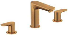 Duravit Wave - Umyvadlová baterie s výpustí Push-Open, 3-otvorová instalace, kartáčovaný bronz WA1060005004