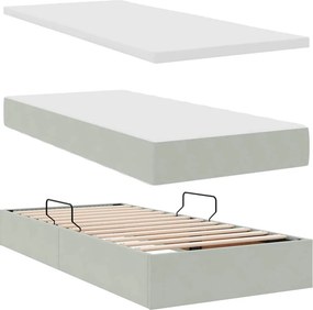Postel s úložným prostorem Světle šedá 180 x 200 cm samet 3372233
