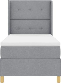 Postel s boxspringem s čelo Světle šedá 80 x 200 cm textil 3341798