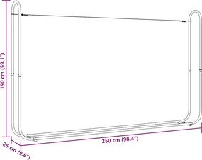 vidaXL Stojan na palivové dřevo s krytem proti dešti 250x25x150 cm [4100711]