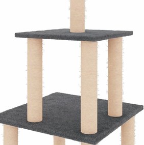 Škrabadlo pro kočky se sisalovými sloupky tmavě šedé 111 cm 171734