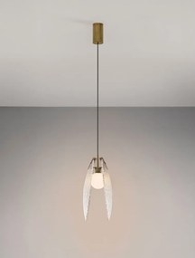 Ocelové LED závěsné svítidlo v mosazné barvě se skleněným stínidlem Shelina – Nova Luce