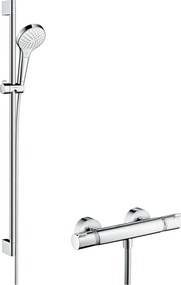Hansgrohe Croma Select S, sprchová sada Vario s termostatem Ecostat Comfort a sprchovou tyčí 90 cm, bílá/chromová, HAN-27014400