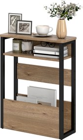 HOMCOM příruční stolek, noční stolek se dvoustupňovou odkládací plochou, zaoblené rohy, 46 d x 18 š x 58,5 v cm, ořech