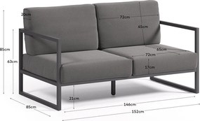 Tmavě šedá hliníková zahradní pohovka Comova – Kave Home