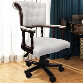 vidaXL Otočná kancelářská židle bílá