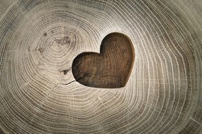 Tapeta symbol lásky na dřevě