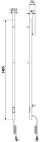 Mexen Pino, elektrické topné těleso s věšáky na ručníky 1405x32 mm, 75 W, bílá, W301-1405-032-00-20