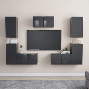 7Dílný Set Tv Skříněk Šedý Dřevotříska - dub sonoma / 60 cm