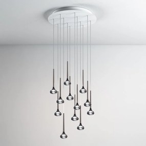 Axolight Fairy, designové kruhové závěsné svítidlo, 12x6,4W LED, chrom, kouřové sklo, průměr 60cm