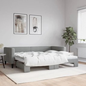 Válenda s přistýlkou světle šedá 90 x 200 cm textil 3196578