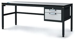 Alfa 3 Antistatický dílenský ESD stůl, 2 zásuvkový box na nářadí, 1800x800x745-985 mm
