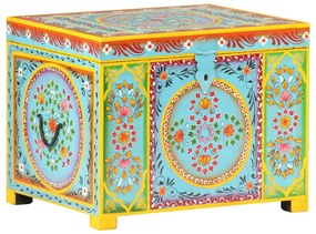 Ručně malovaný úložný box 50 x 40 x 40 cm masivní mangovník 323540