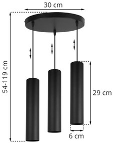 Závěsné svítidlo TUBA, 3x kovové stínítko (výběr ze 2 barev), O