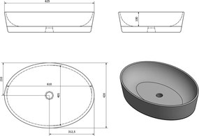 Sapho Pera AR457 umyvadlo 61,5 x 14 x 42 cm
