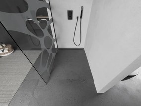 Mexen Kioto L, sprchová zástěna Walk-In 110 x 200 cm, 8mm čiré sklo bílý vzor, ​​černý profil, 800-110-103-70-97