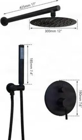 Podomítkový sprchový systém EYN BP1225 se dvěma výstupy ve více barevných provedeních — 30 cm
