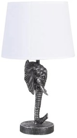 Stříbrno bílá stolní lampa s hlavou slona – 25x25x41 cm