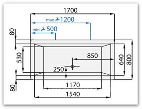 Santech Maty - Vana obousměrná 1700x800mm SAMAT170