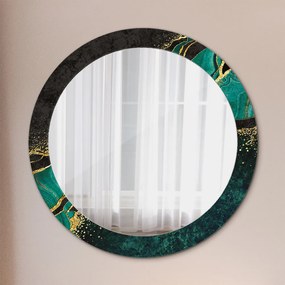 Kulaté zrcadlo tištěný rám Mramorová zelená fi 80 cm