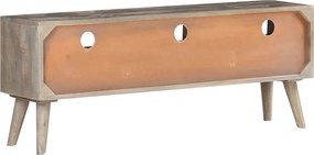 TV stolek šedý 130 x 35 x 51 cm masivní hrubý mangovník 321805
