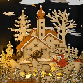 HOMCOM Adventní kalendář k naplnění, 24 šuplíků, přihrádky, vánoční kalendář s LED světly, přírodní dřevo, 36 x 9 x 52 cm