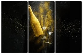 Vícedílný obraz Zlatá Láhev Šampaňského Nedostatek Nedostatek Plátno Canvas 180x120