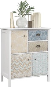 HOMCOM Komoda s 2 Šuplíky a 3 Skříňkami, Komoda s Ochranným Mechanismem pro Napřímení do Obývacího Pokoje a Ložnice, Bílá 68 x 34 x 80 cm | Aosom