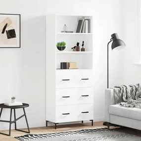 Fionshop 263888320 Skříň highboard bílá 69,5 x 34 x 180 cm kompozitní dře