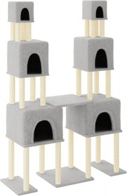 Škrabadlo pro kočky se sisalovými sloupky světle šedé 199 cm 172080