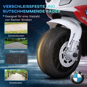 HOMCOM BMW S1000RR licencovaná dětská elektrická tříkolka s baterií, dětské vozidlo, ocel, červená, 66x37x44 cm| Aosom