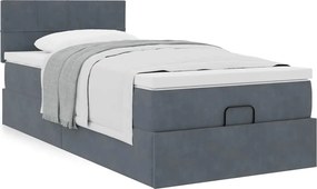 Osmanský rám postele s matrací tmavě šedá 80x200cm samet 3311736