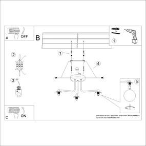 Stropní svítidlo Astral, 3x bílé skleněné stínítko, w