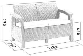 DEOKORK Zahradní ratanová pohovka 2-místná CORFU LOVE SEAT (antracit)