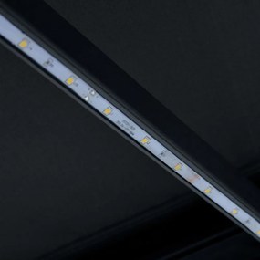 Ručně zatahovací markýza s LED světlem 500x300 cm Dekorhome Bílá / modrá