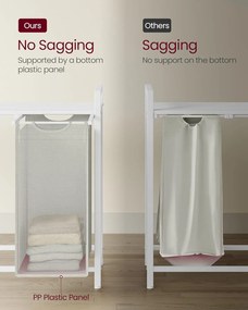 VASAGLE 4 přihrádky koš na prádlo 4 × 40 L, 116 × 33 × 72 cm, krémově bílý a matně bílý