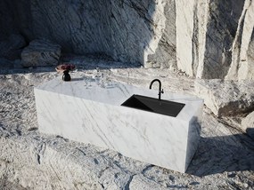 Laveo Tau, 1-komorový granitový dřez 900x500x215 mm, bílá, LAV-SBT_B109