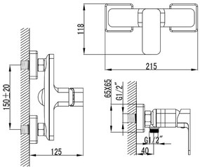 Aqualine FACTOR nástěnná sprchová baterie, chrom FC411